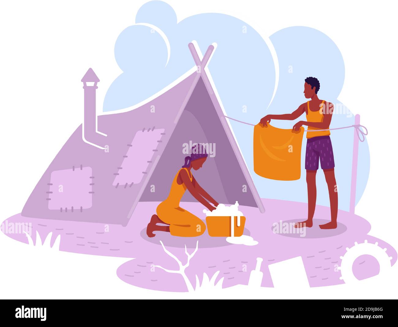Refugee camp 2D vector web banner, poster Stock Vector Image & Art - Alamy
