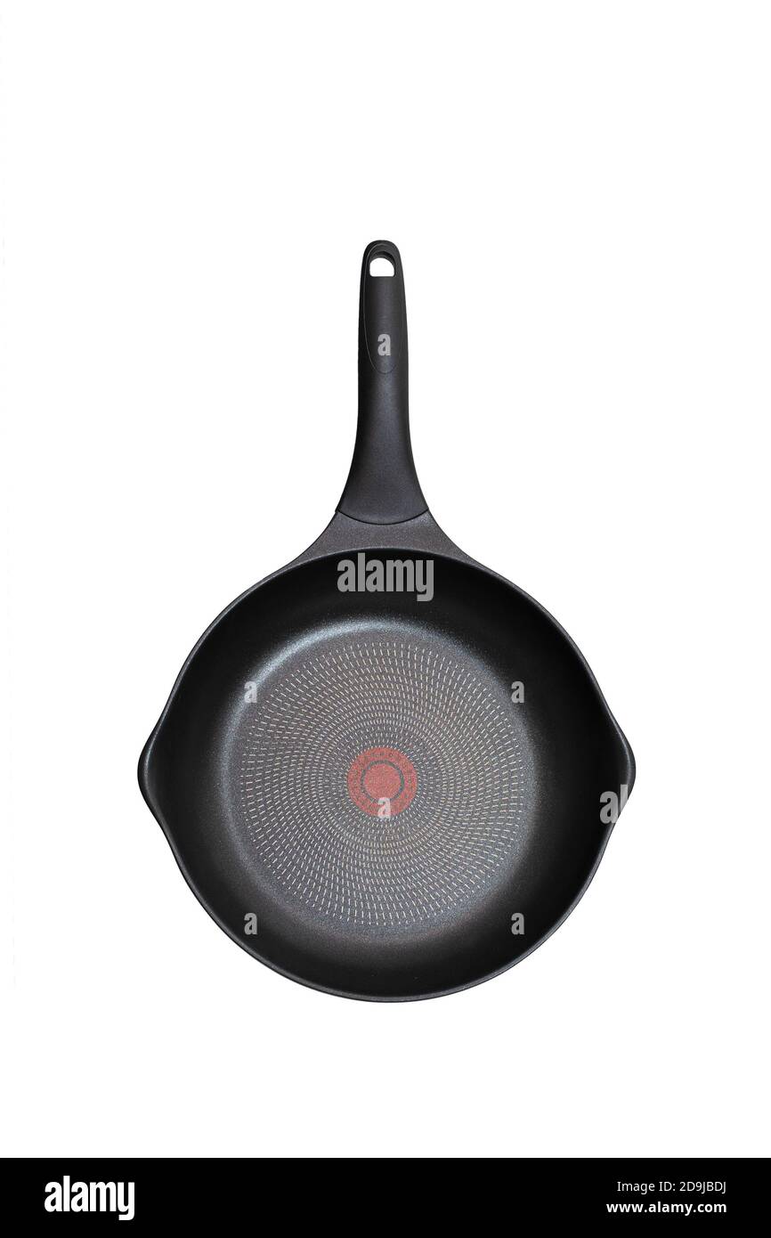 Round shaped pan with non-stick coating and temperature indicator ...