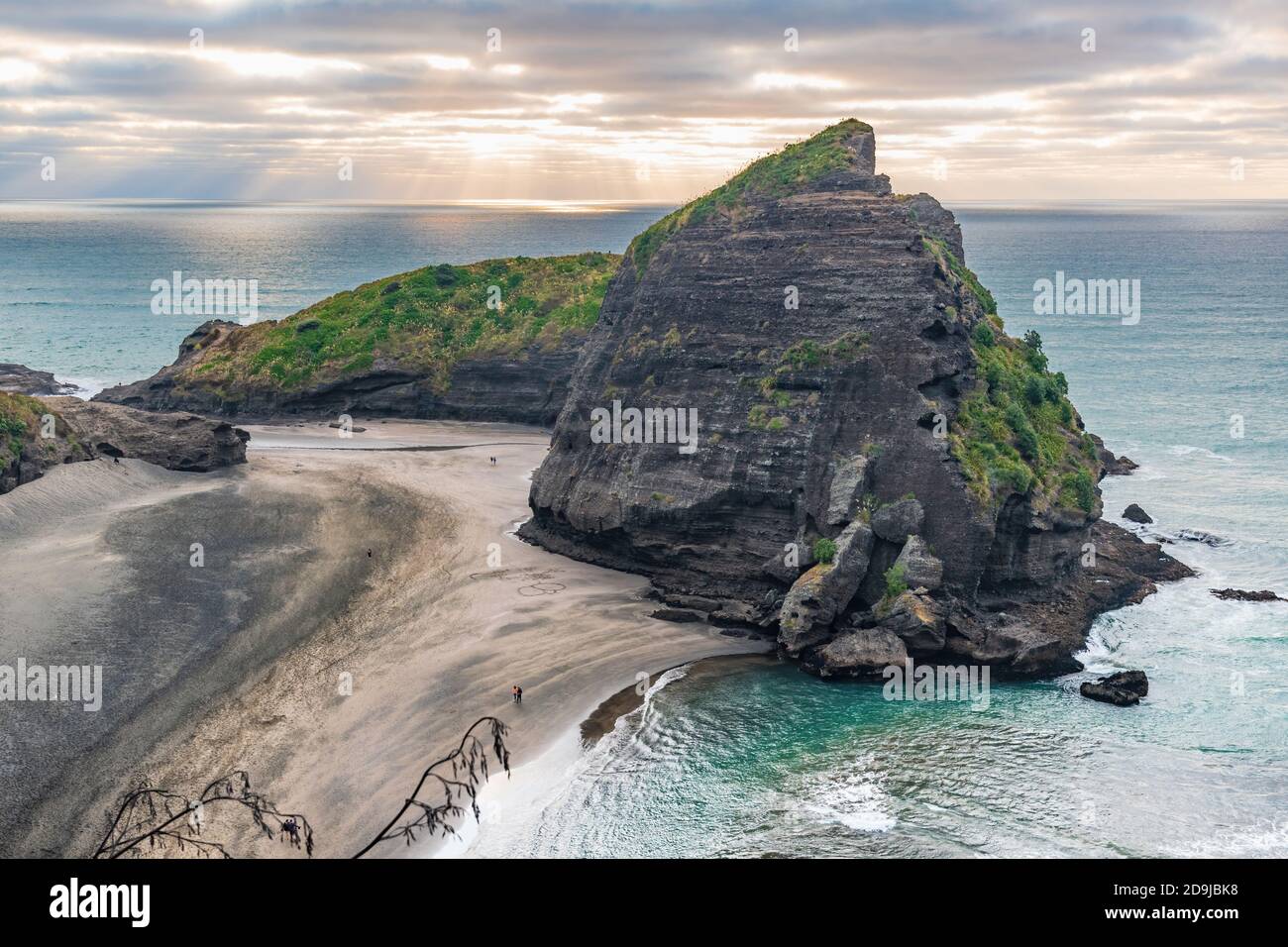 Piha beach cove behind Camel Rock Stock Photo - Alamy