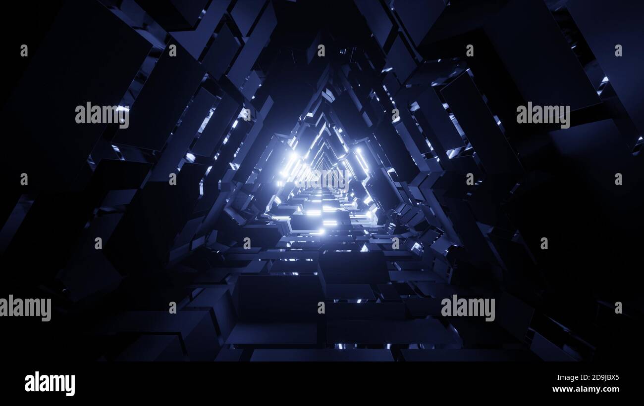 BACKGROUND WALLPAPER 3d illustration triangle space tunnel with texture ...