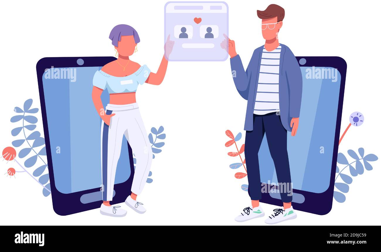 Online dating app flat concept vector illustration Stock Vector Image ...