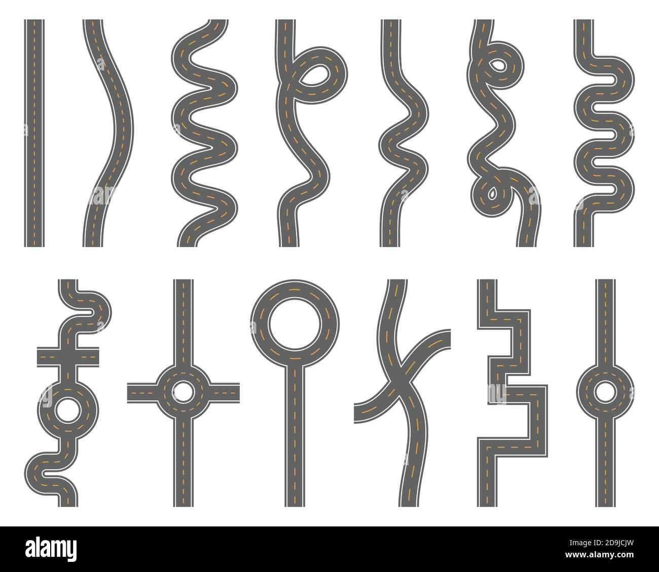 Elements of the road. Set. Vector illustration on white isolated ...