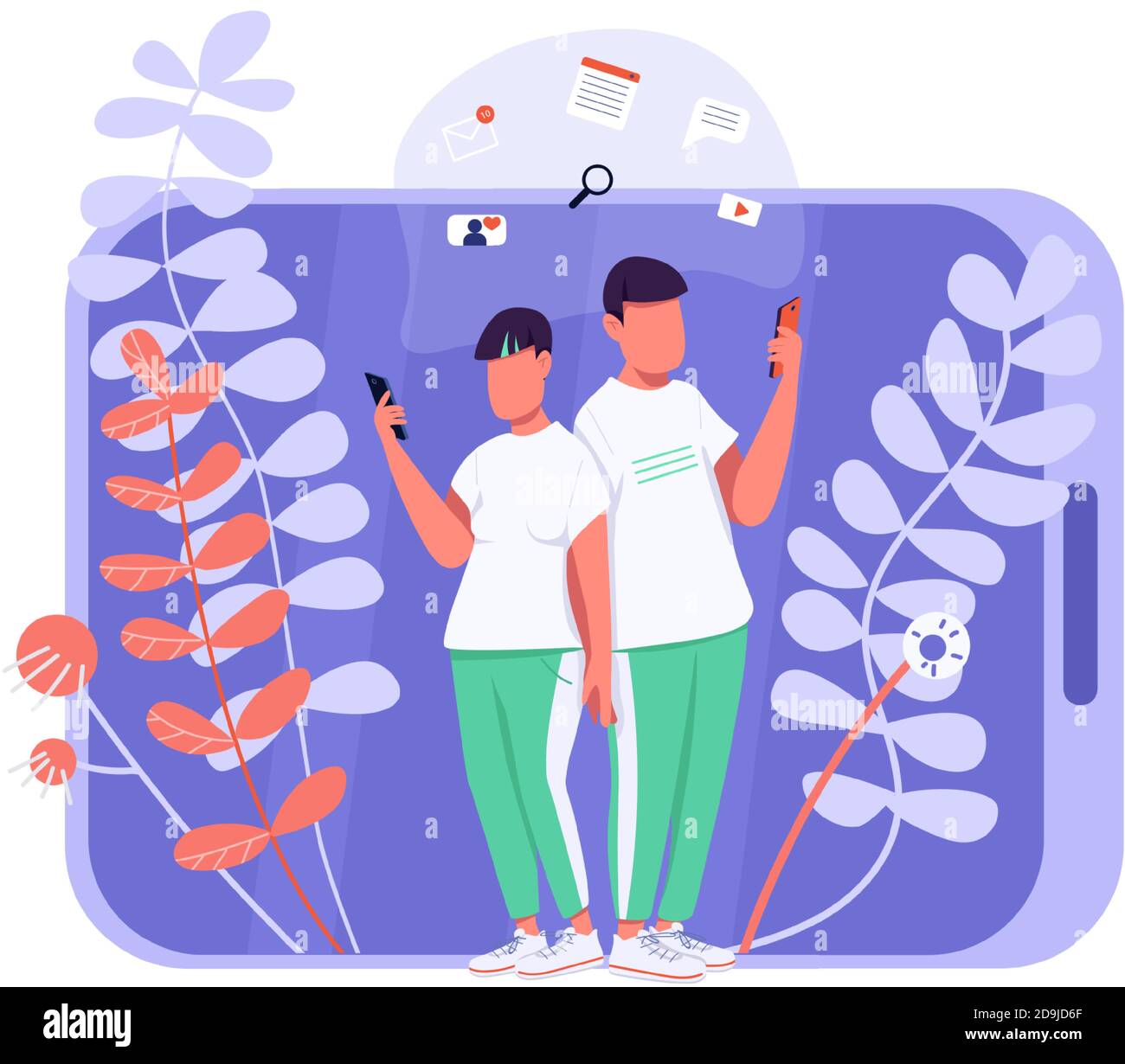 Virtual communication flat concept vector illustration Stock Vector ...