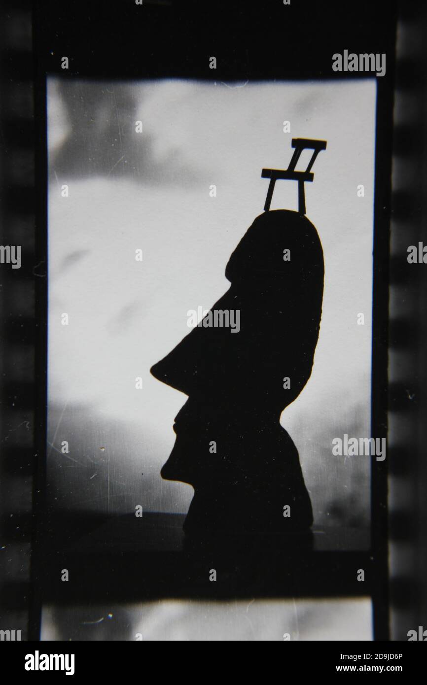 Fine 1970s vintage black and white photography of the Easter Island man ...