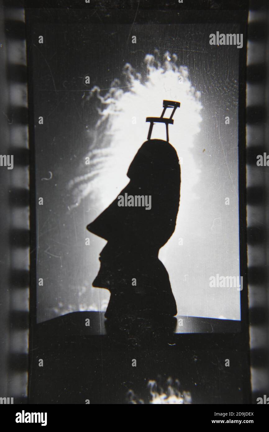 Fine 1970s vintage black and white photography of the Easter Island man ...