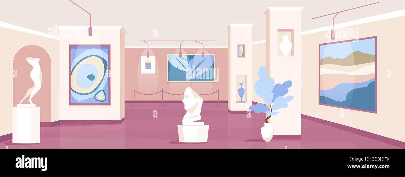 Trendy art gallery flat color vector illustration Stock Vector Image ...