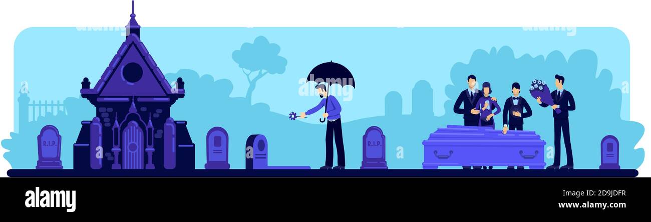 Funeral ceremony flat color vector illustration Stock Vector Image ...