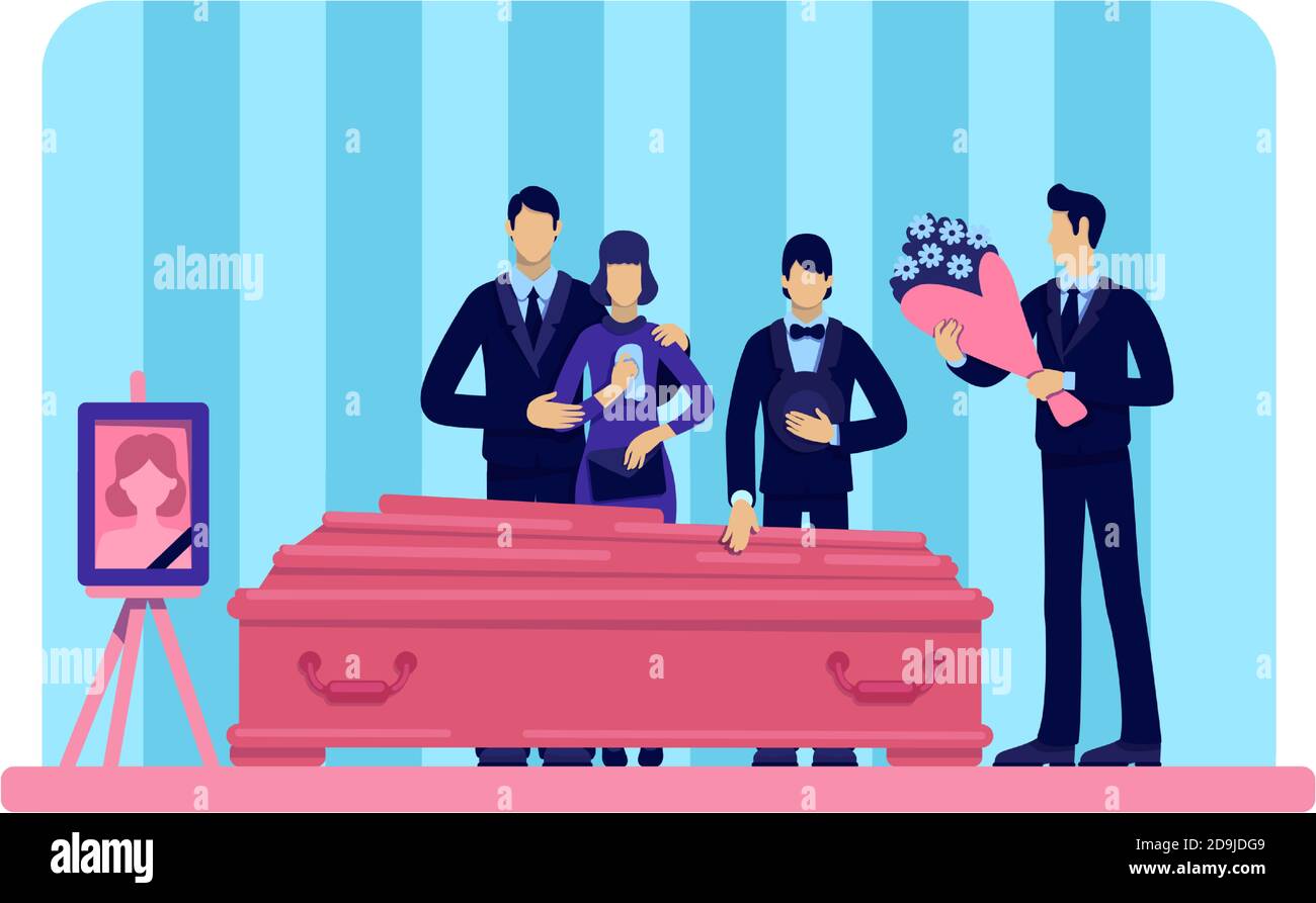 Funeral ceremony flat color vector illustration Stock Vector Image ...