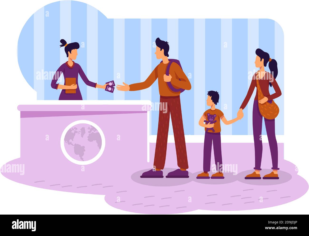 Tourist getting visa 2D vector web banner, poster Stock Vector Image ...