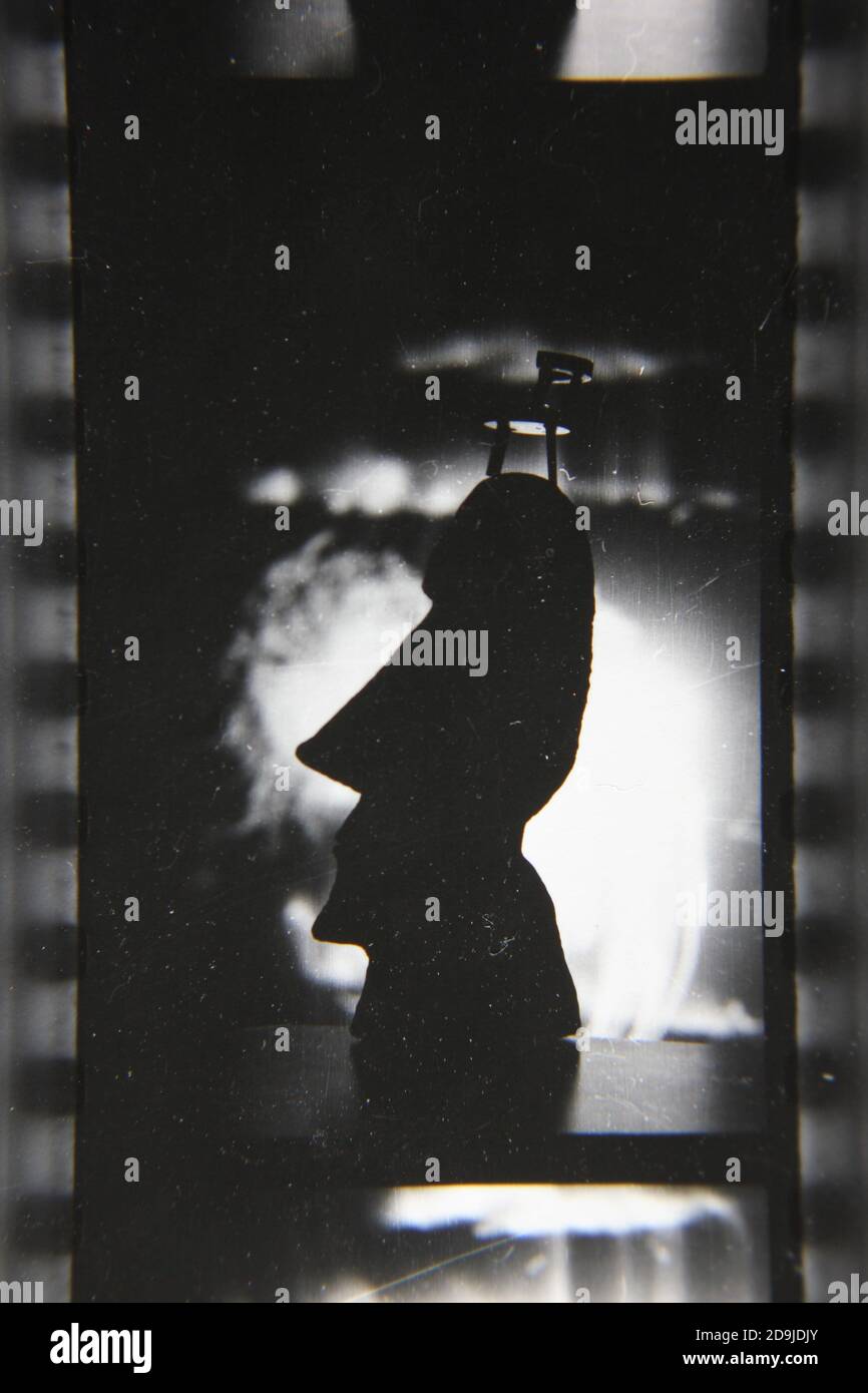 Fine 1970s vintage black and white photography of the Easter Island man ...