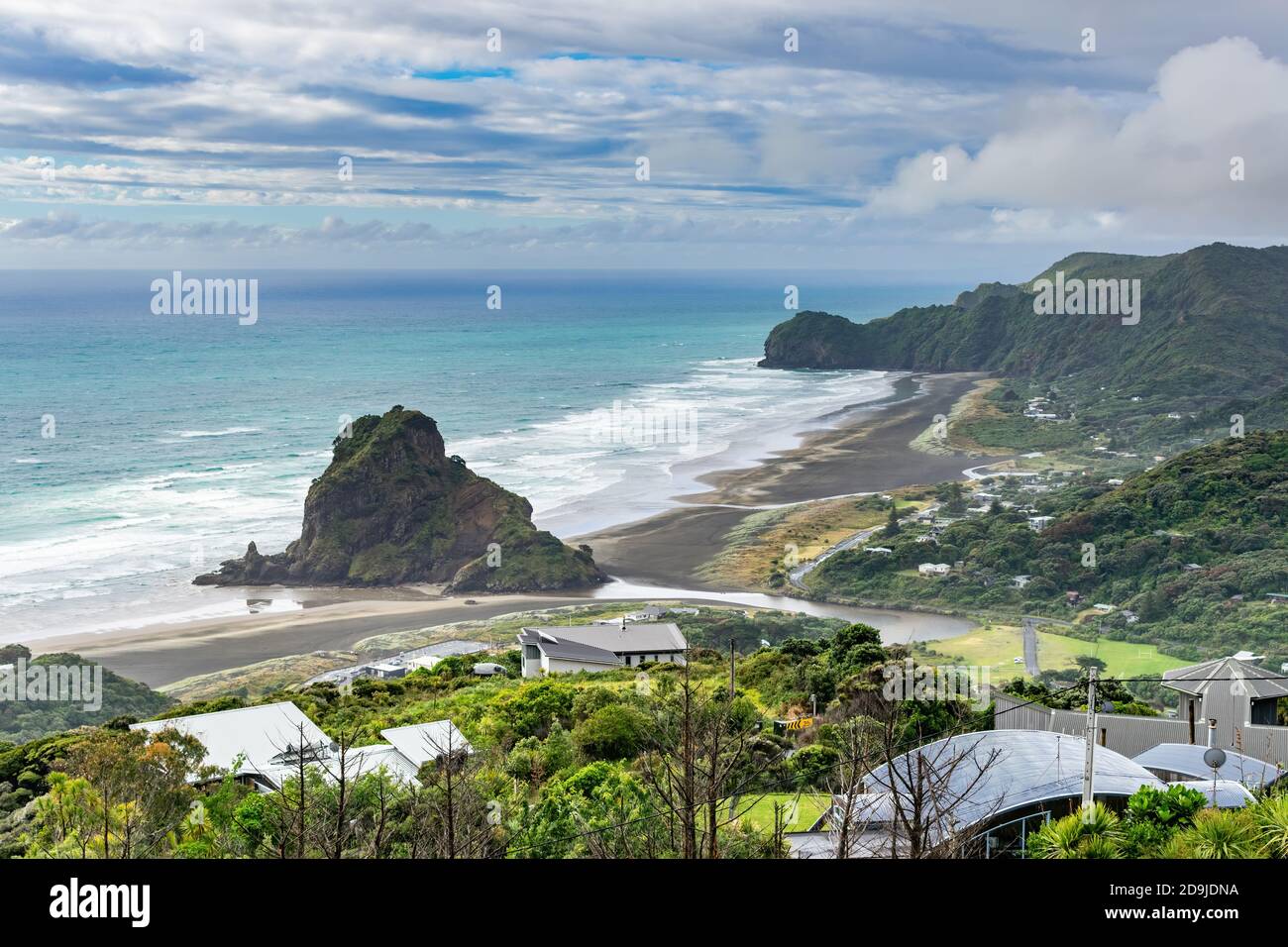 Aerial view of Piha beach Stock Photo - Alamy