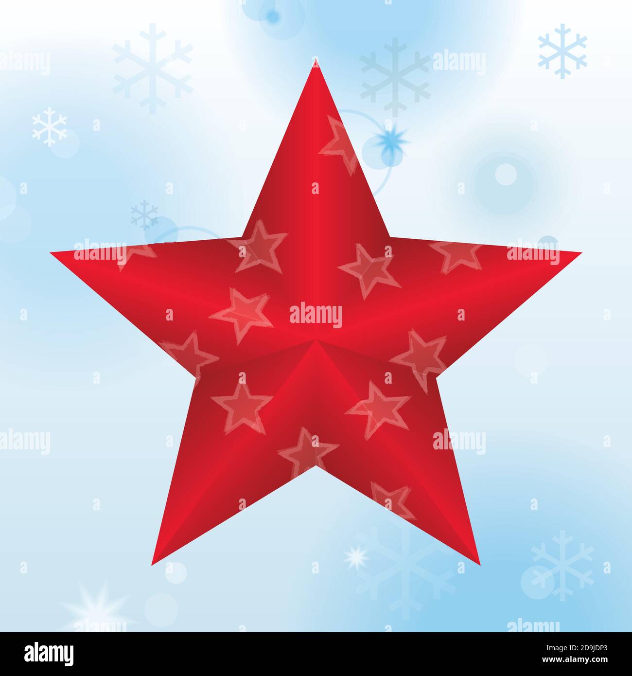 Vector illustration of a red star on a white background of snow Stock ...