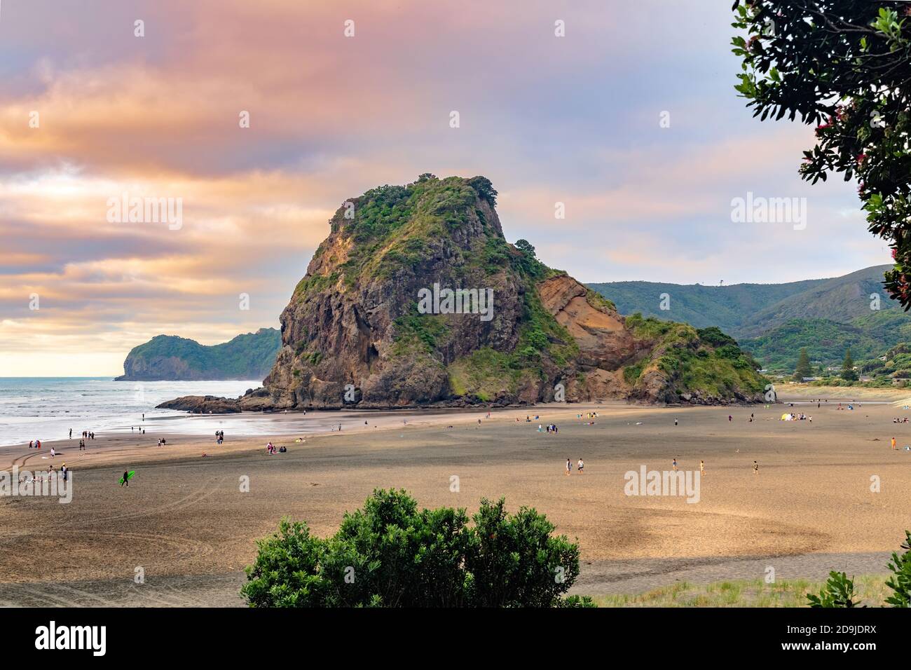 Lion Rock and Piha beach Stock Photo - Alamy
