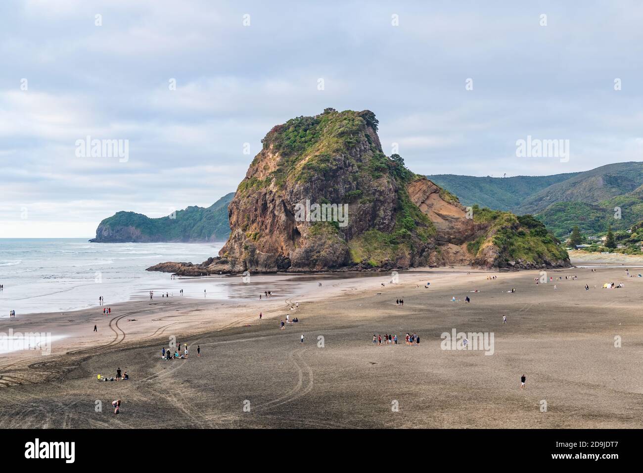 Lion Rock and Piha beach Stock Photo - Alamy