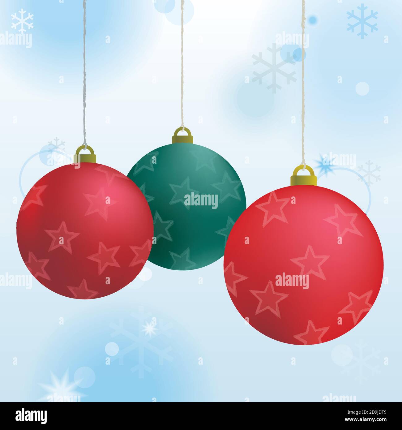 Vector illustration of three Christmas balls on a snow-white background ...