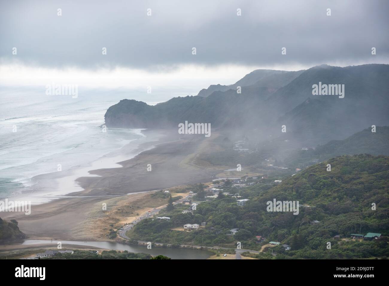 Aerial view of Piha beach Stock Photo - Alamy