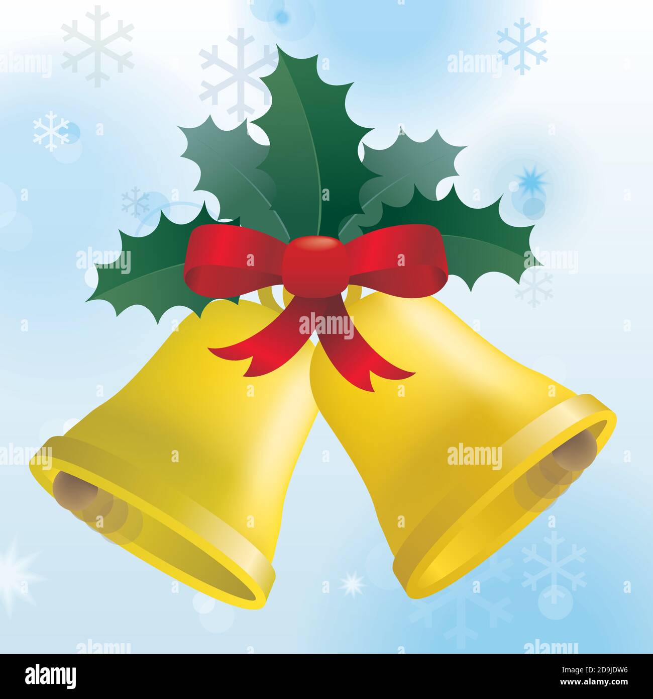 Vector illustration of two little yellow bells on a white background of ...