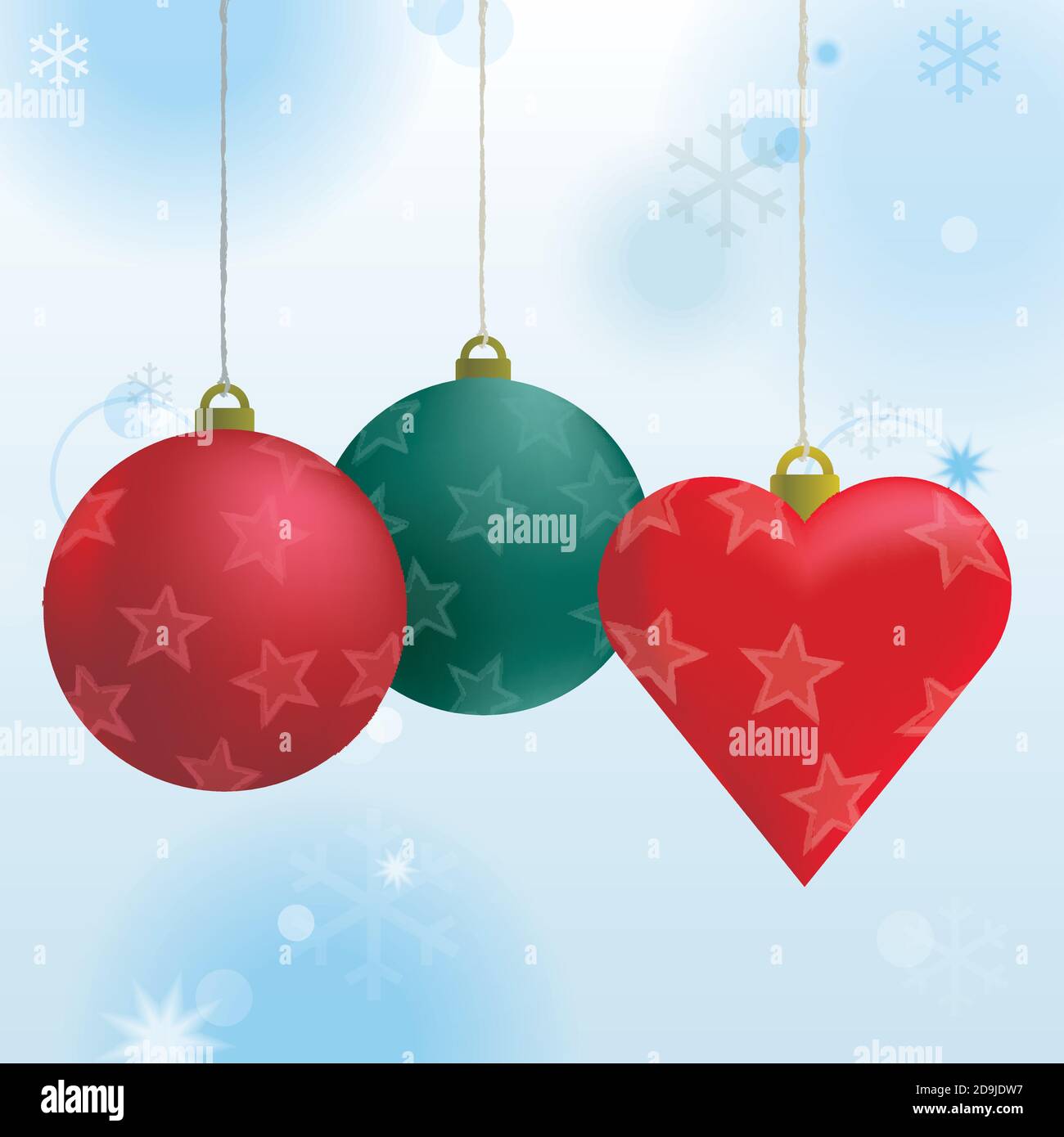 Vector illustration of Christmas balls on a snow-white background. A ...