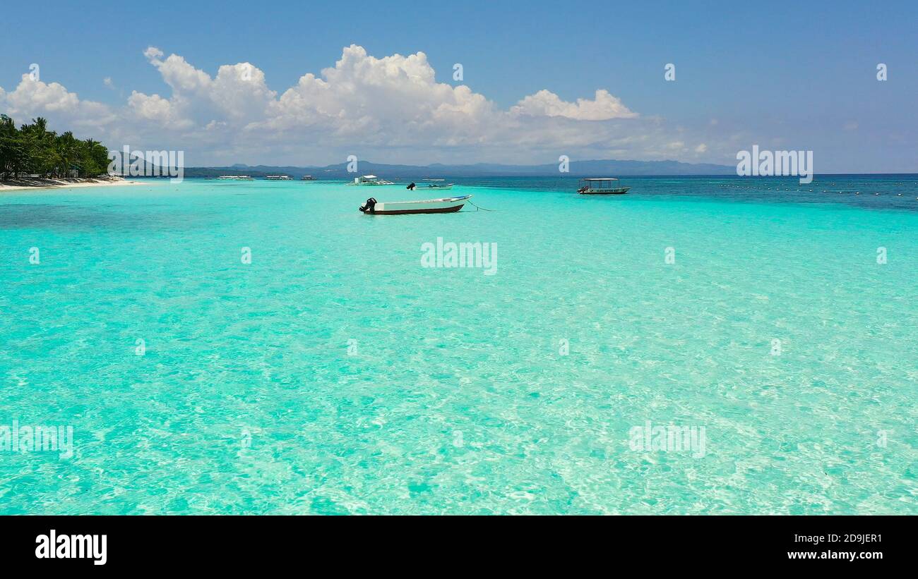 Beautiful tropical beach and turquoise water view from above. Panglao ...