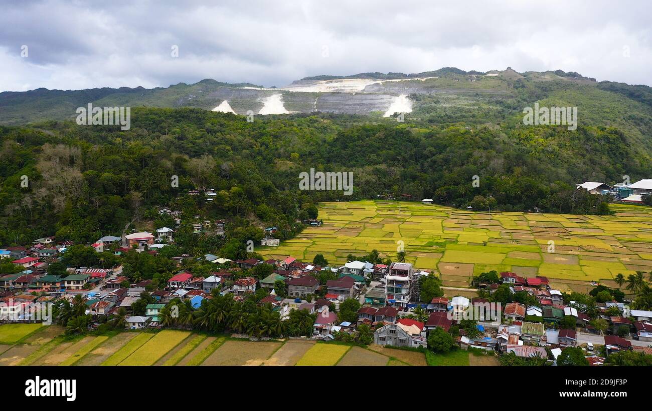Farm and agricultural land with crops in the mountainous area of the ...