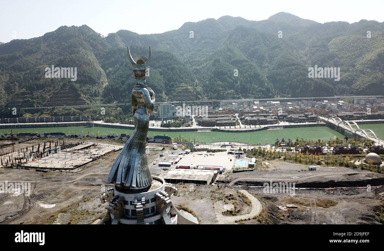 The view of the giant statue of the Miao goddess Yang Asha in the ...