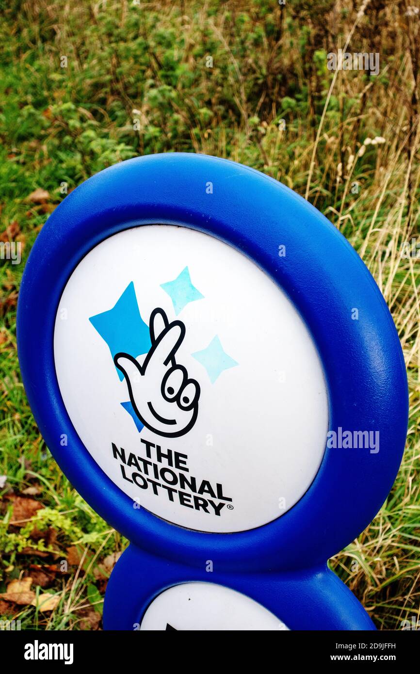 Close-up of the UK National Lottery sign and logo Stock Photo - Alamy