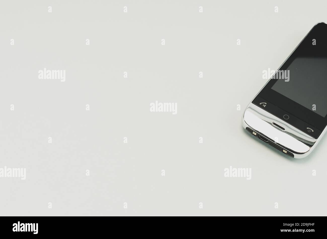 Top view of a modern cordless phone handset communication device ...