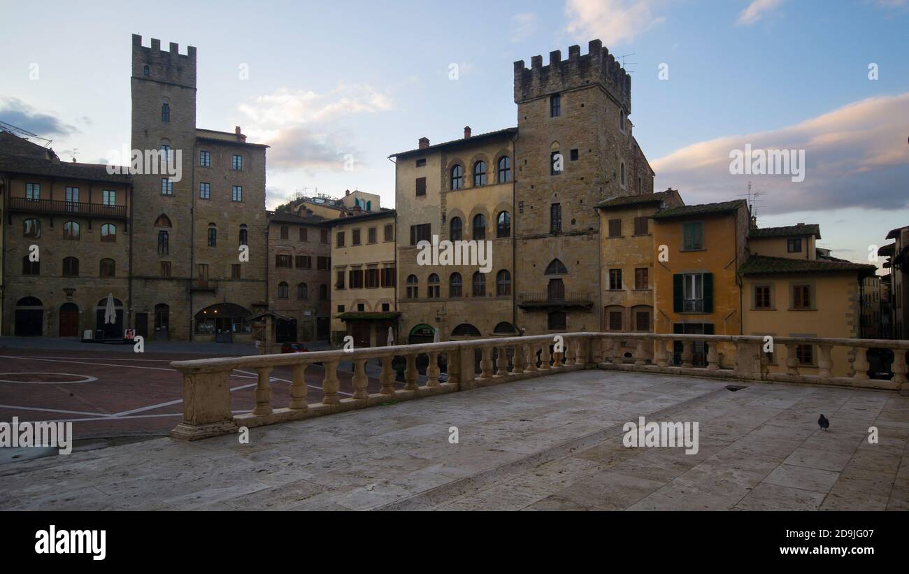 Portrait of Piazza Grande ancient square in the old center of Arezzo ...