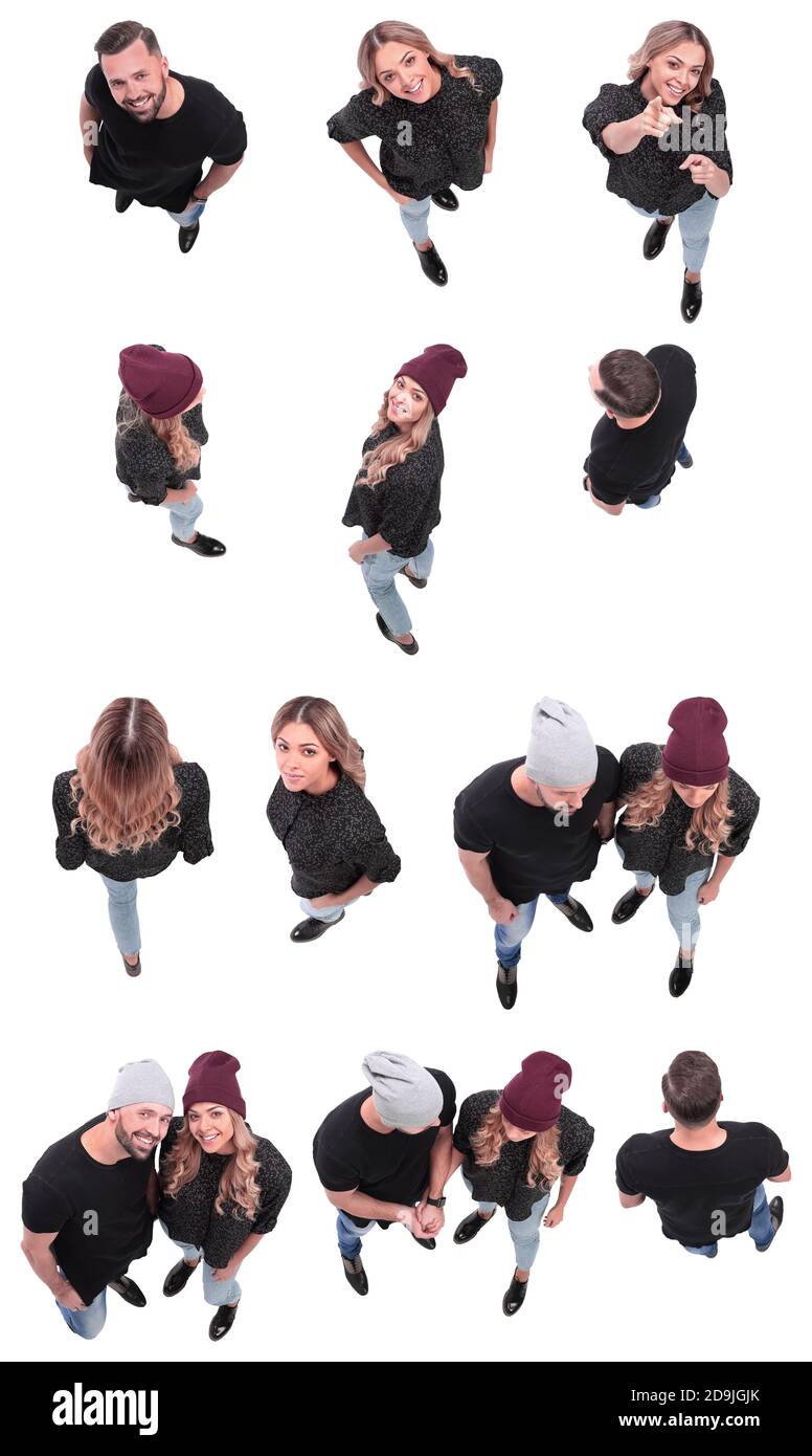 top view. image of modern different young people Stock Photo - Alamy