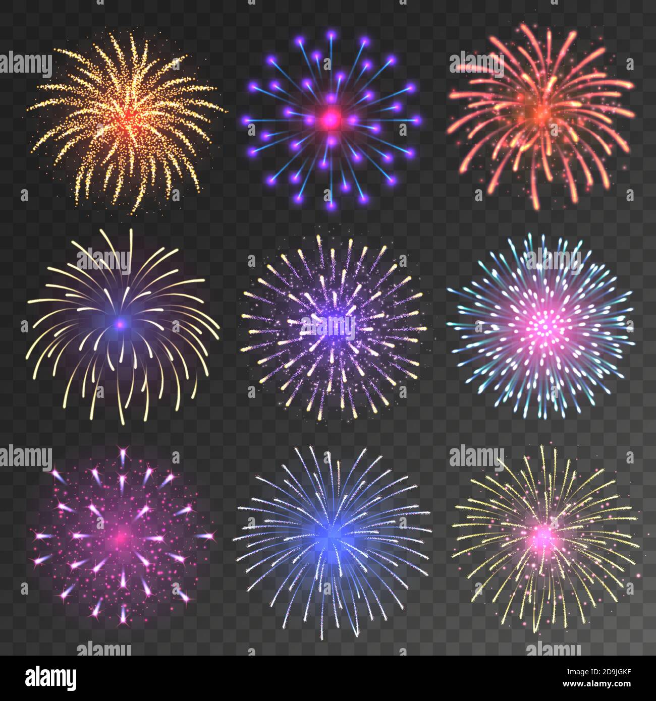 Festive fireworks collection. Realistic colorful firework on ...