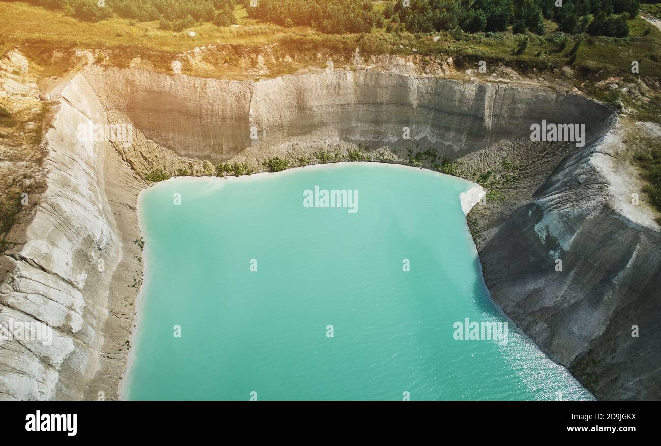 Quarry landscape aerial view on bright sunny day Stock Photo - Alamy