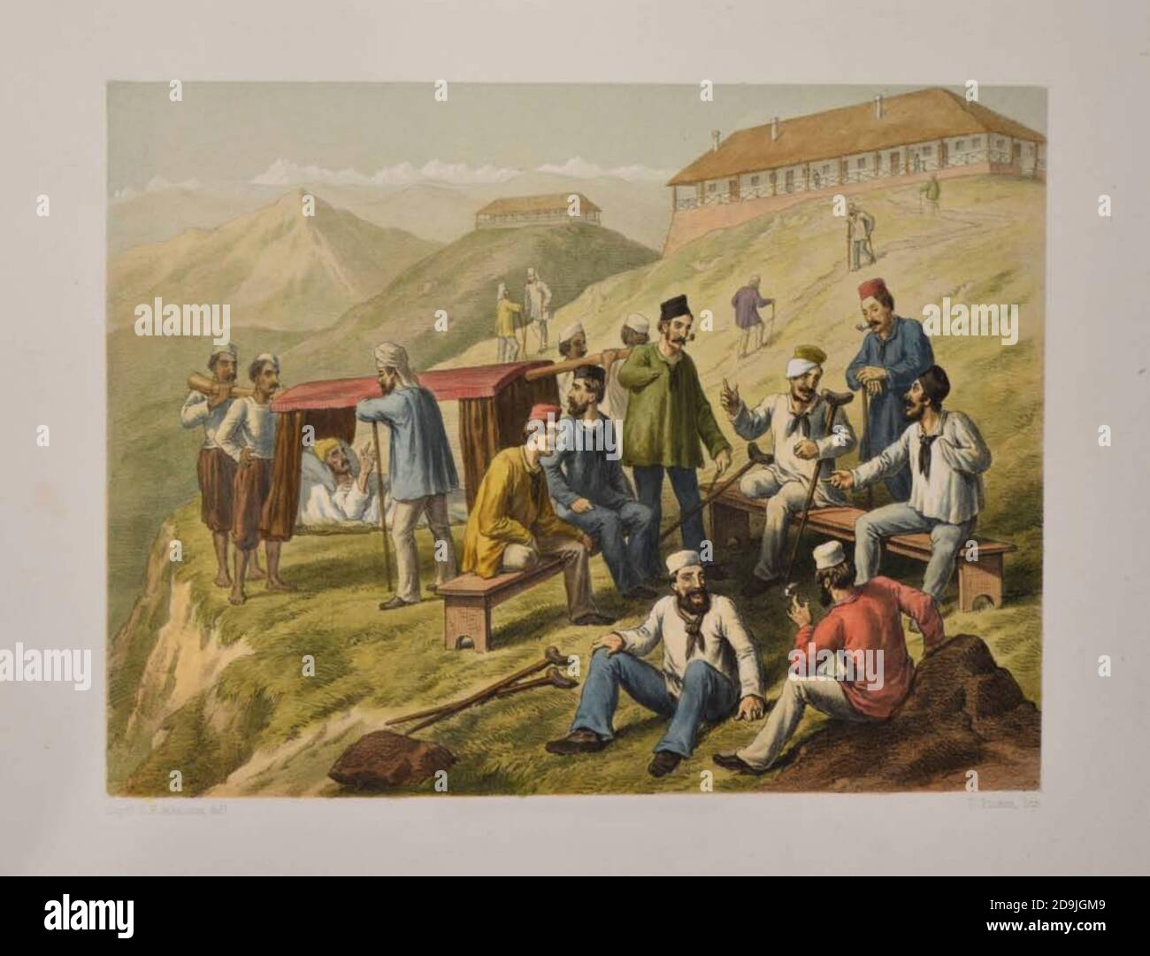 Wounded men at Dugahal Lithograph from the book Campaign in India 1857 ...