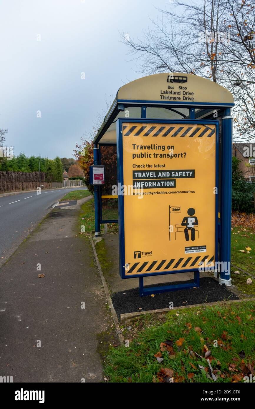 Covid-19 advice poster on Sheffield bus stop Stock Photo - Alamy