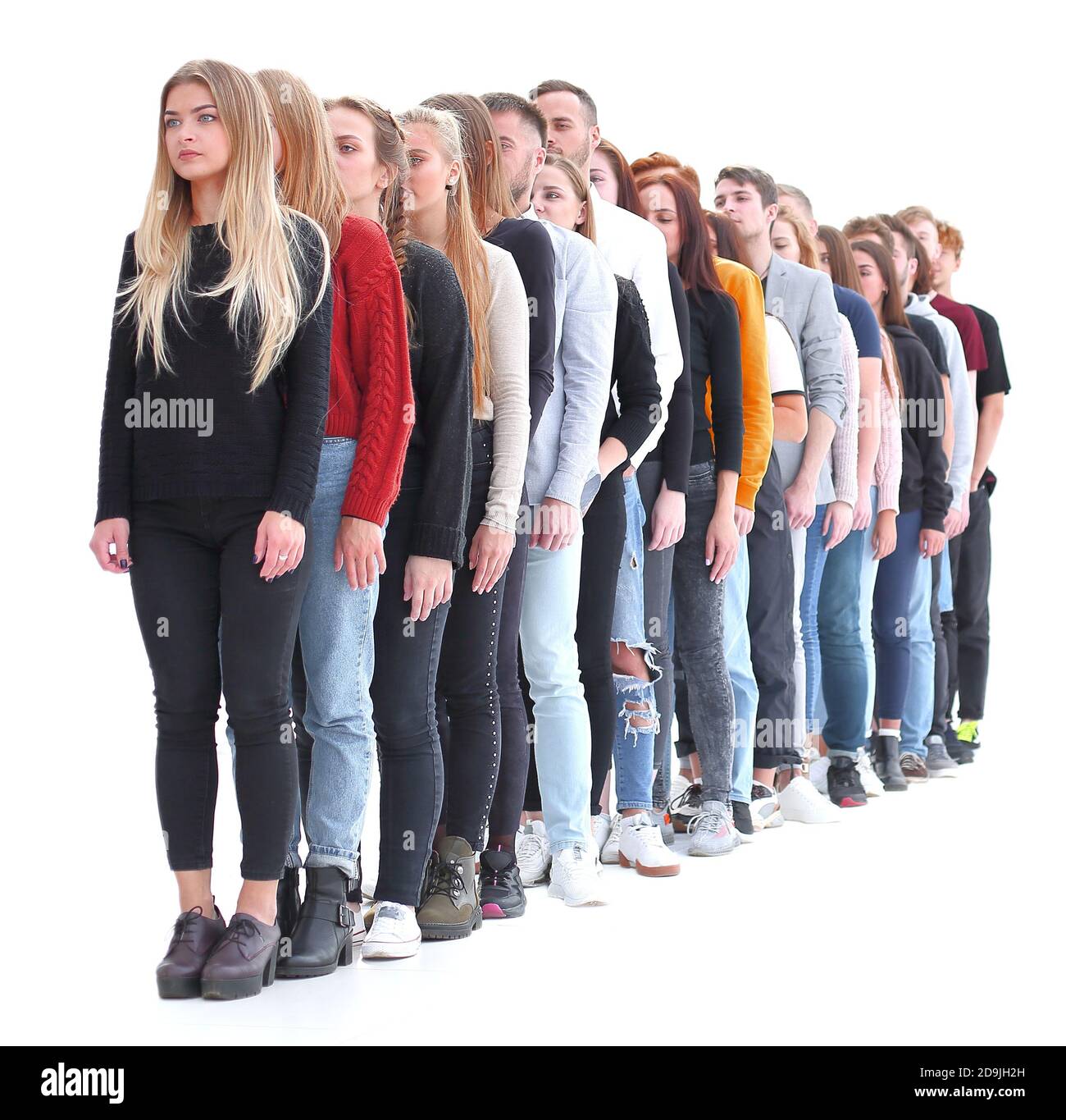 group of diverse young people standing in line Stock Photo - Alamy