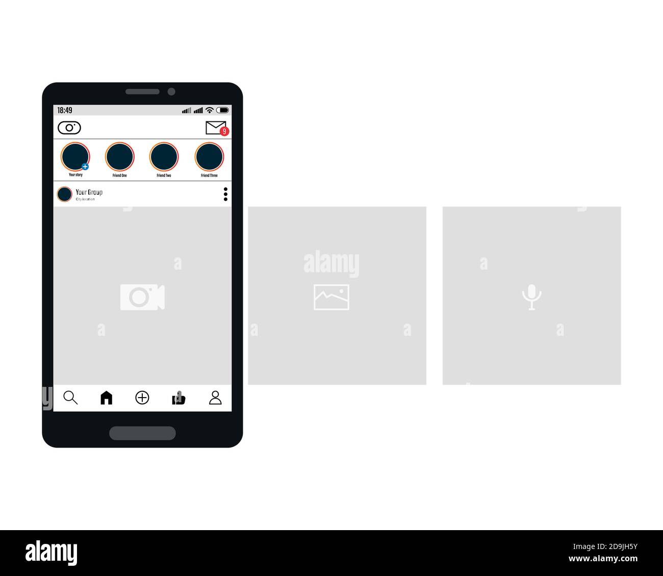 Smartphone With Carousel Interface Post On Social Network Stock Vector Image And Art Alamy