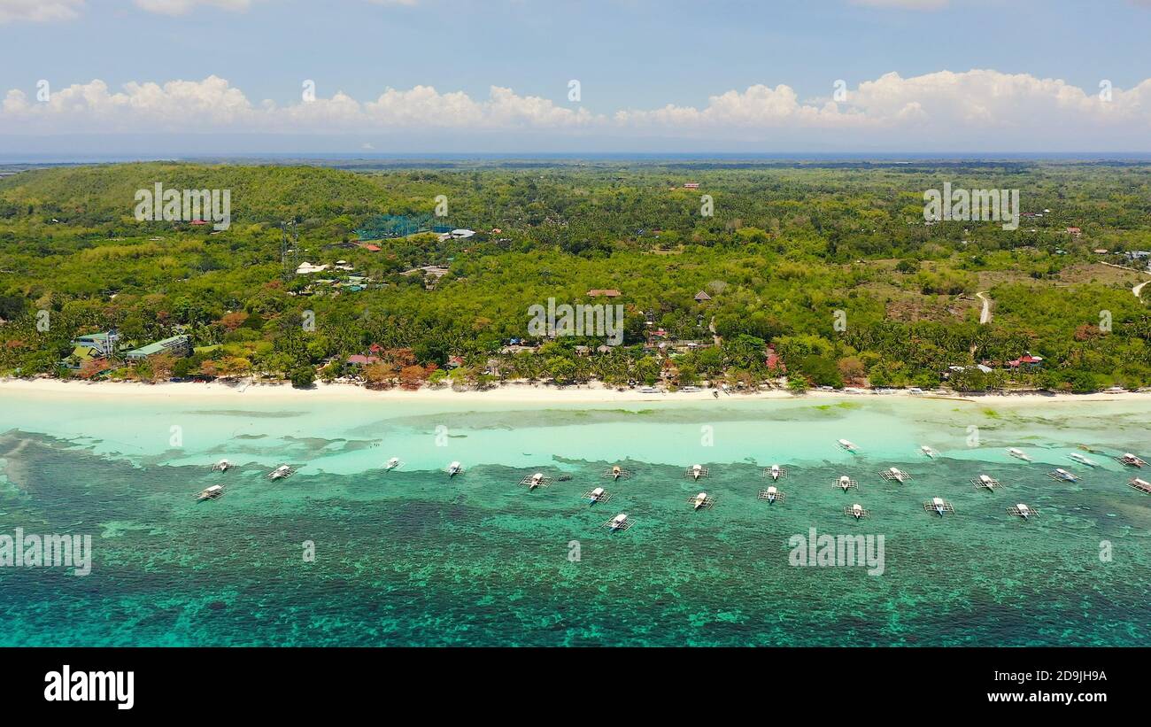 Tropical landscape: island with beautiful beach, palm trees by ...