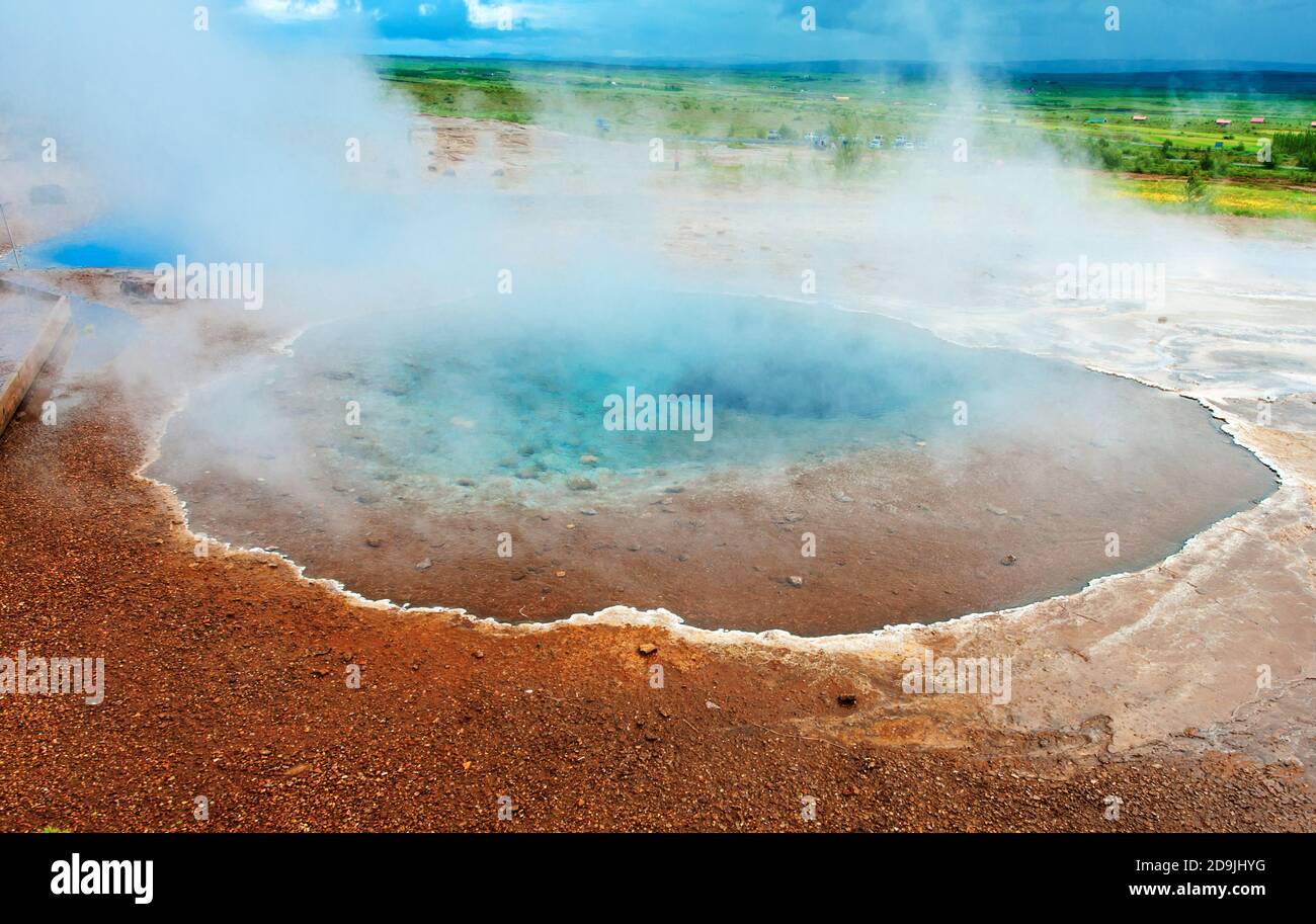 Blue pool Blesi at Haukadalur geothermal field, Iceland Stock Photo - Alamy