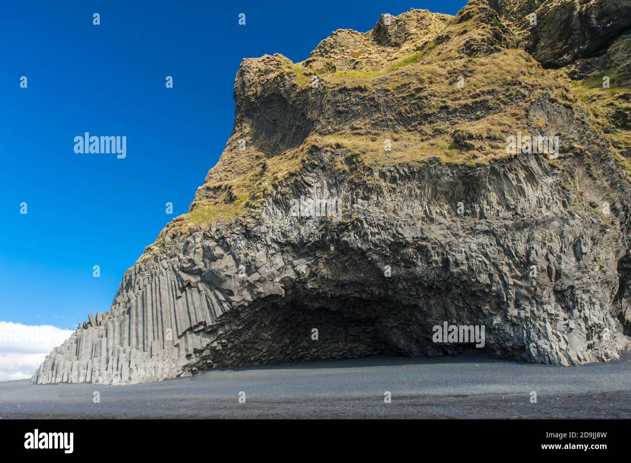 Beautiful basalt Halsanefshellir Cave at a black Reynisfjara beach near ...