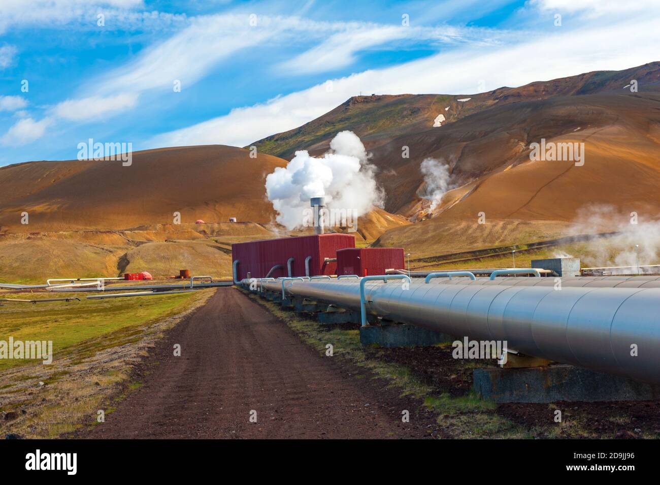 Large geothermal plant pumping heat from the Krafla volcano, Iceland ...