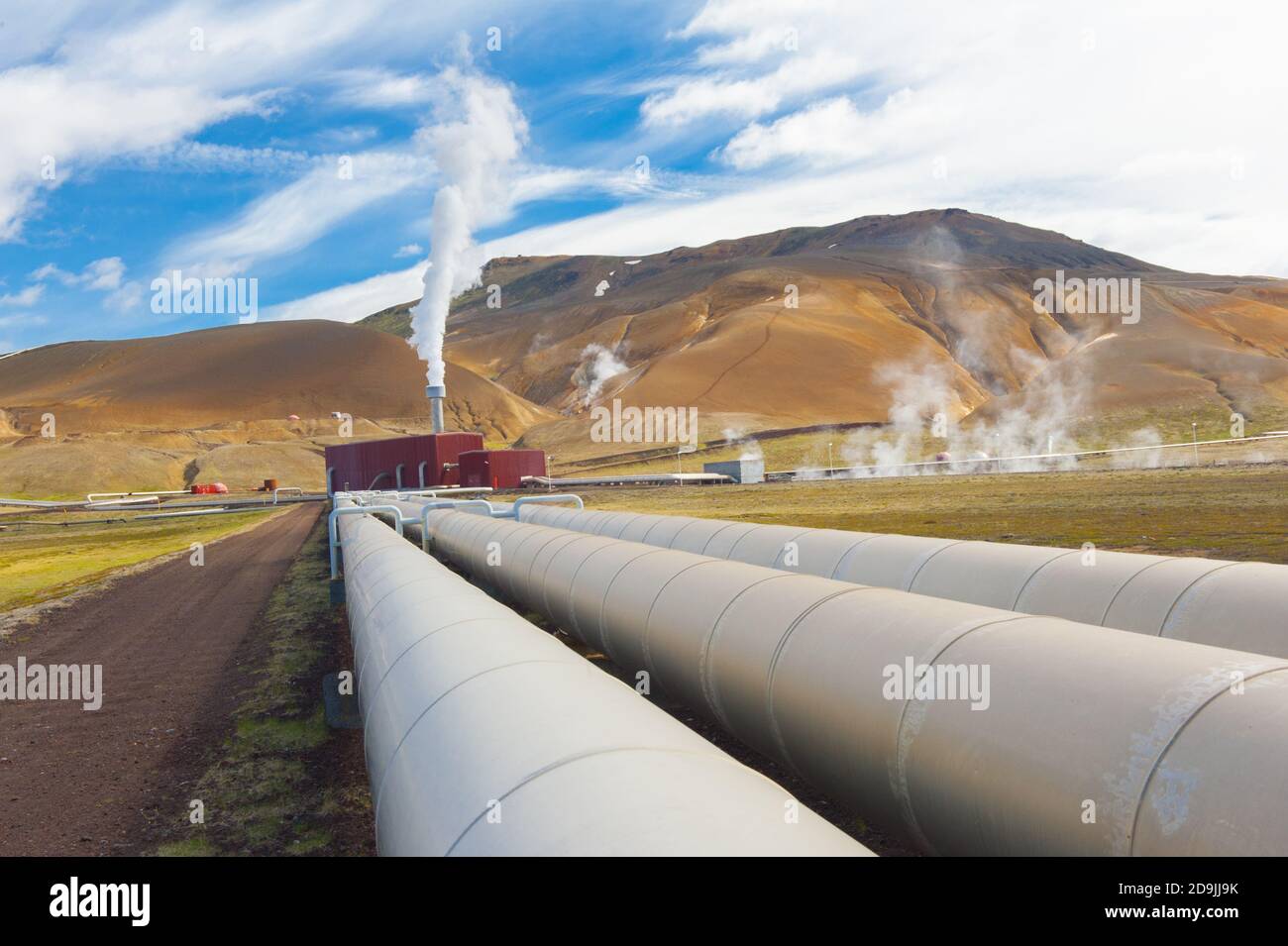 Large geothermal plant pumping heat from the Krafla volcano, Iceland ...