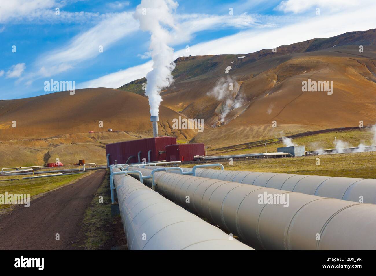 Large geothermal plant pumping heat from the Krafla volcano, Iceland ...