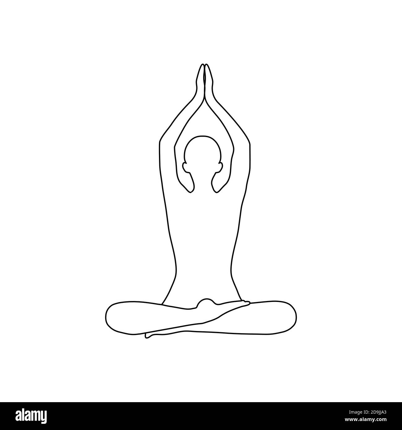 Outline silhouette of a human sitting in padmasana position with hands ...
