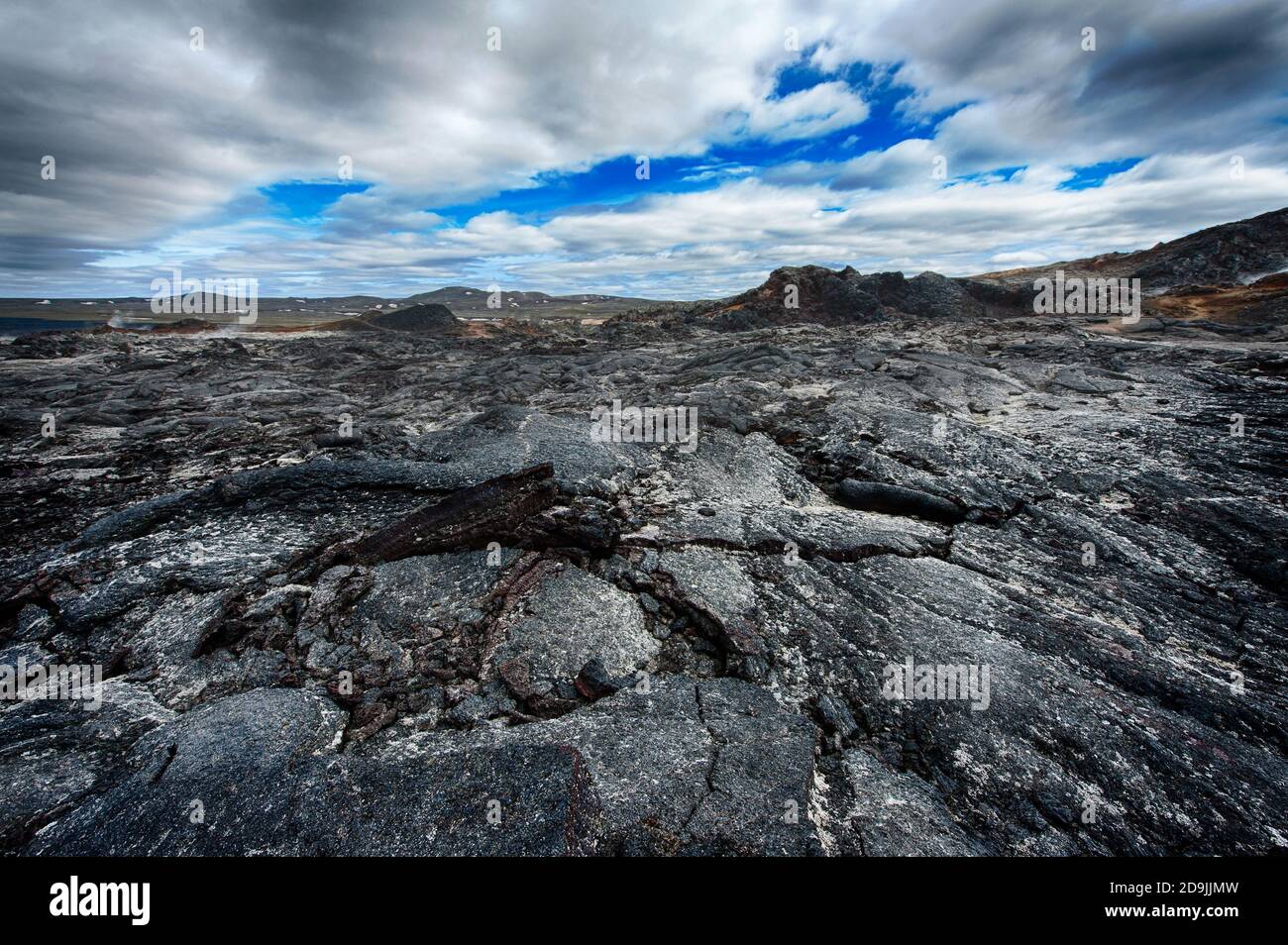 Inhospitable dramatic volcanic landscape at Krafla geothermal area ...