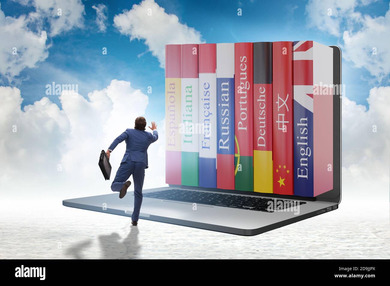 Online language learning with the businessman Stock Photo - Alamy