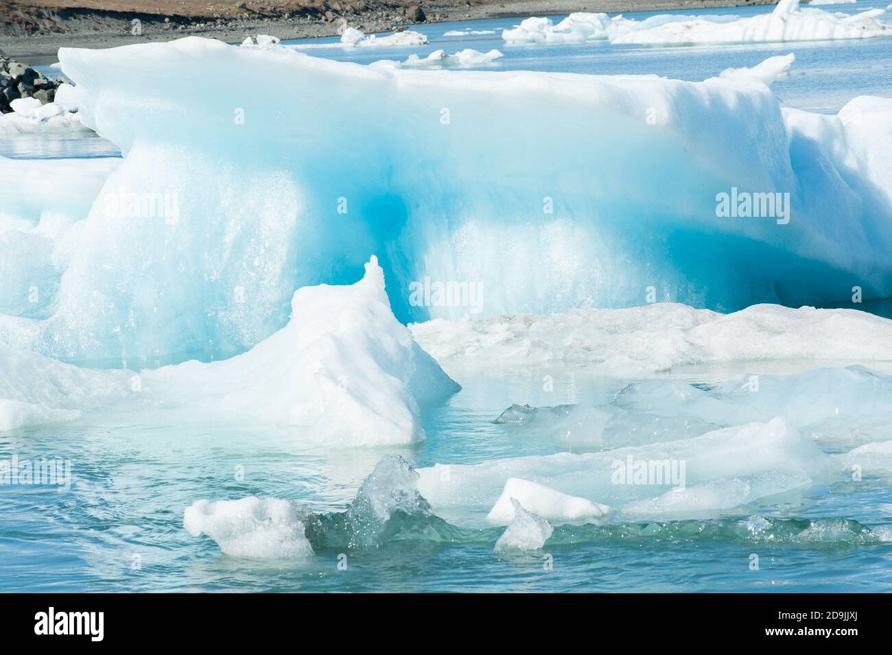 Detailed photo of the Icelandic glacier iceberg in a ice lagoon with ...