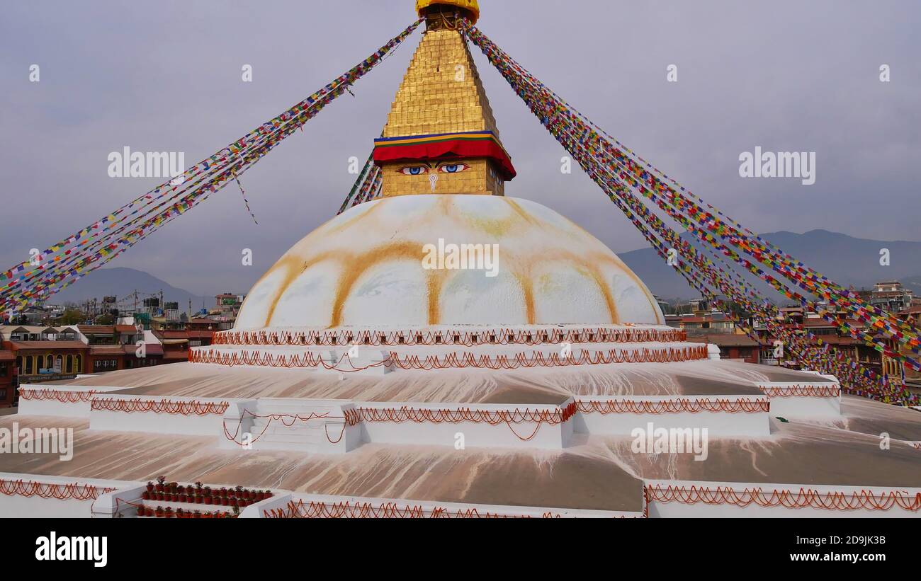 Kathmandu, Nepal - 11/29/2019: Front view of popular Buddhist monument ...