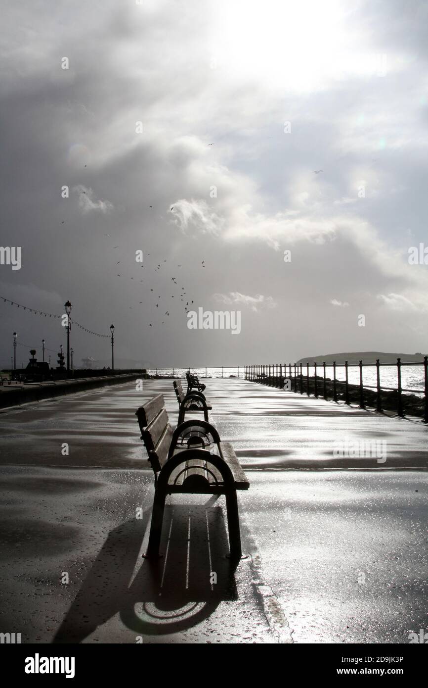 Largs, Ayrshire, Scotland, UK. Seafront Promenade, with colourful ...