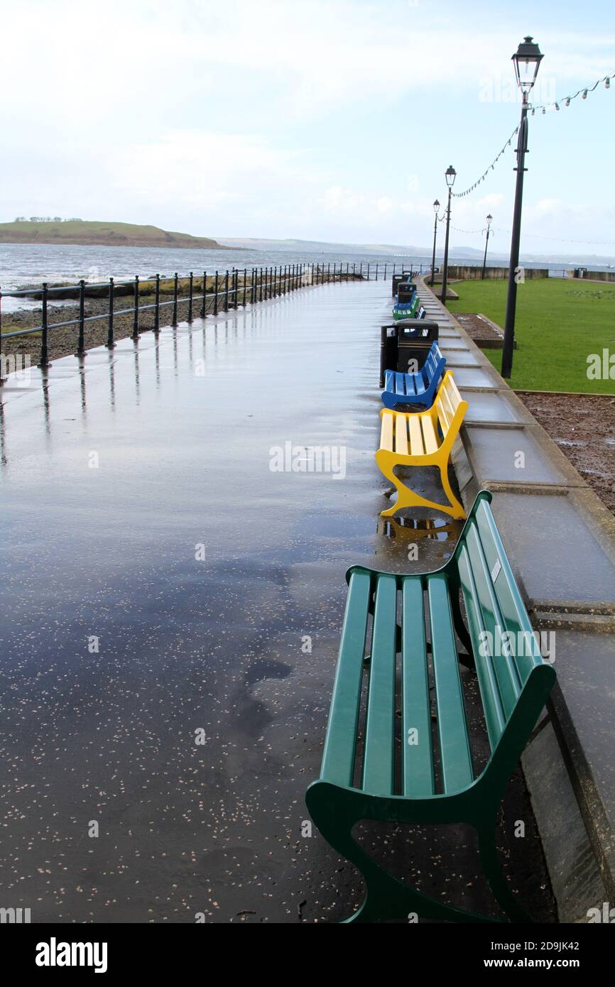 Largs, Ayrshire, Scotland, UK. Seafront Promenade, with colourful ...