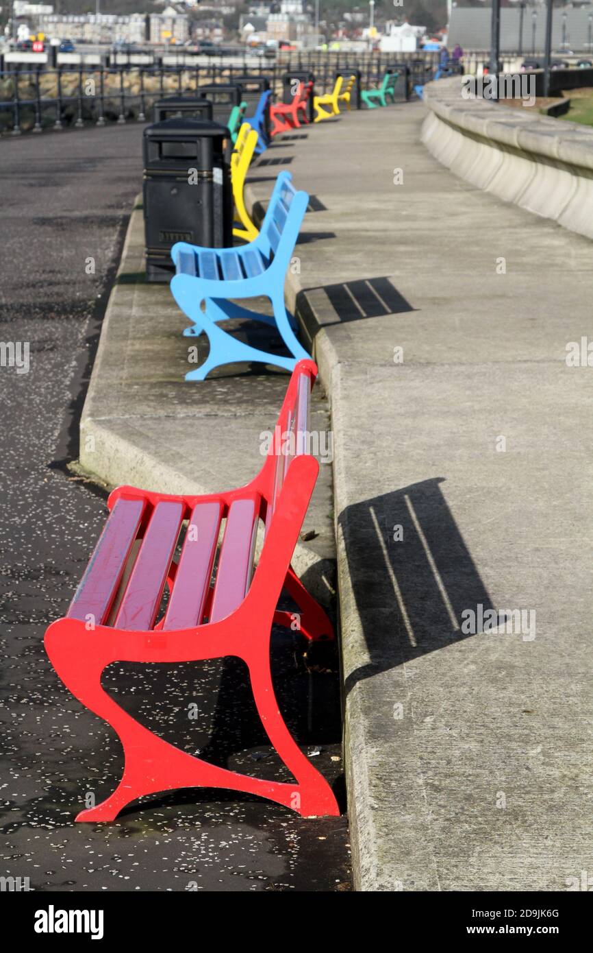 Largs, Ayrshire, Scotland, UK. Seafront Promenade, with colourful ...