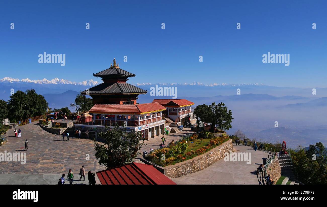 Chandragiri, Nepal - 12/02/2019: Panorama view of the peak of ...